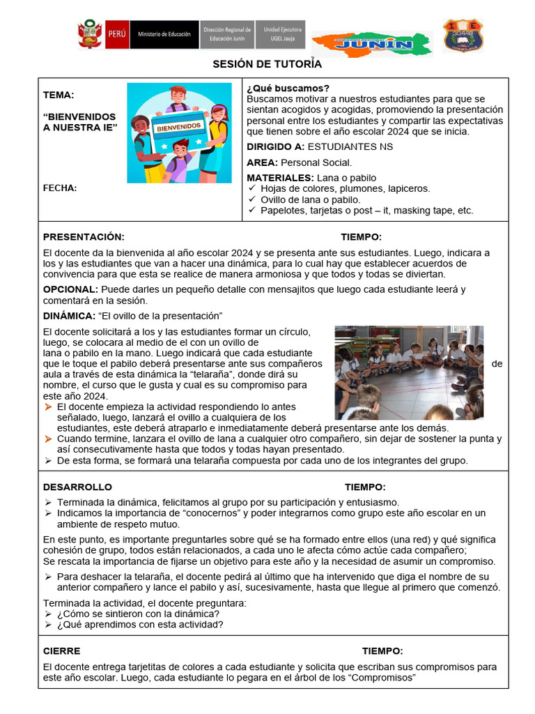 Sesion Buen Inicio Año Escolar 2024 Pdf
