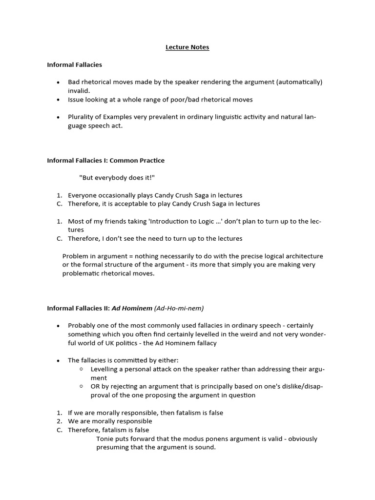 Informal Fallacies Part 1 | PDF | Argument | Fallacy