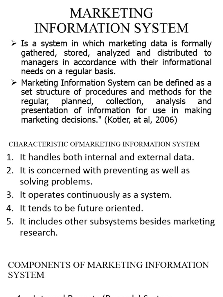 Marketing Information System Mis Pdf Marketing Decision Support System