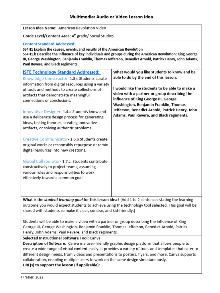 Multimedia Video Lesson Idea Kacey Jones | PDF | Multimedia | Learning