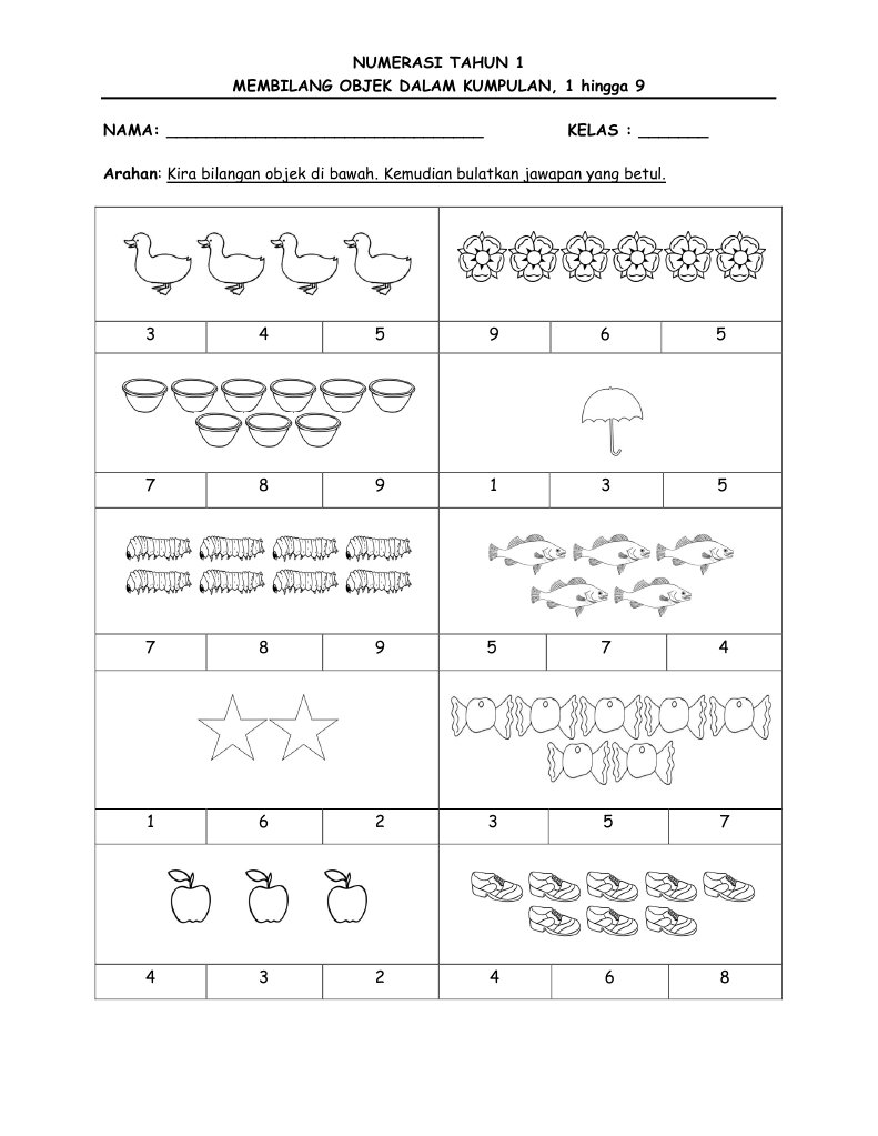 MEMBILANG OBJEK DALAM KUMPULAN, 1 Hingga 9 | PDF | Griya & Taman