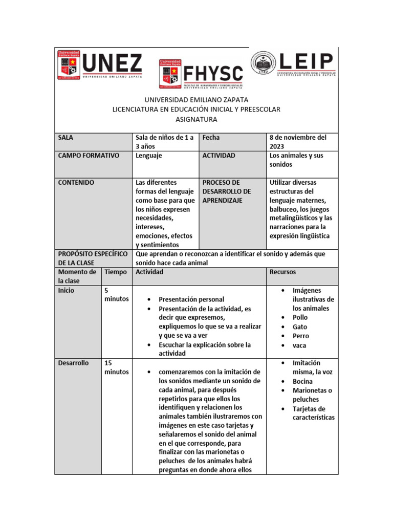 Fromato Planeacion LEIP | PDF | Educación de la primera infancia ...