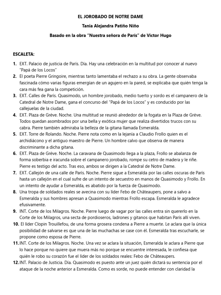 Tania Patiño - EL JOROBADO DE NOTRE DAME | PDF | Esméralda (El jorobado ...