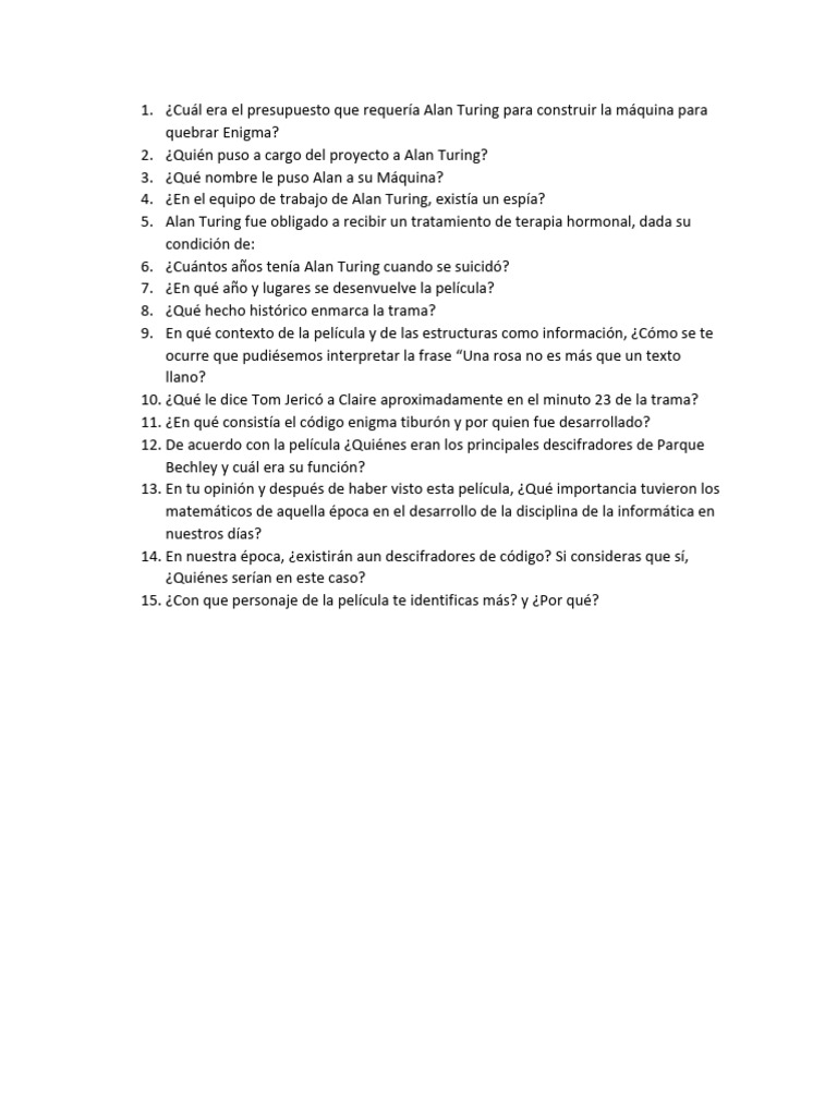 cuestionario codigo enigma | PDF cuestionario codigo enigma | PDF