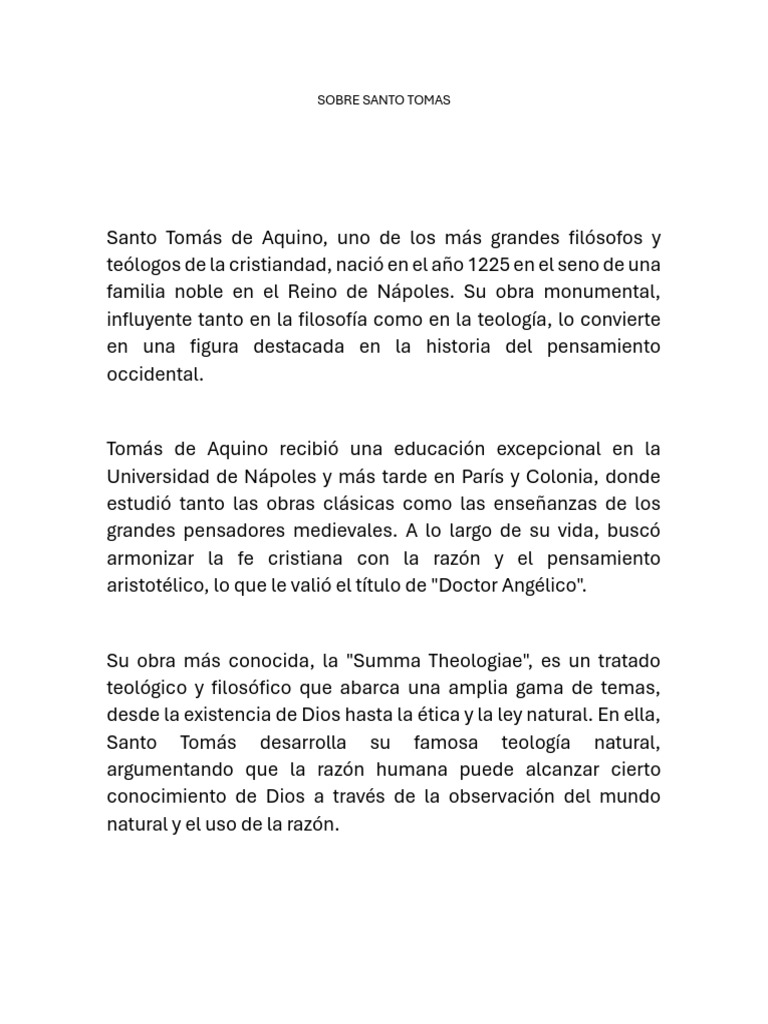 SOBRE SANTO TOMAS | PDF