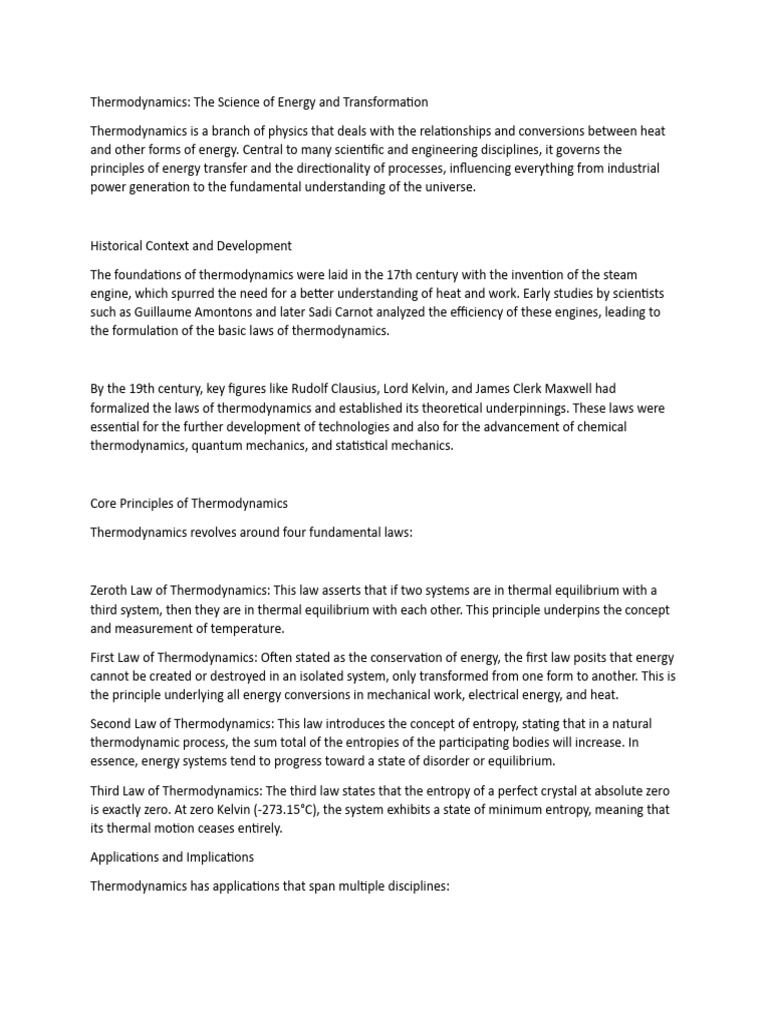 Thermodynamics | PDF | Thermodynamics | Laws Of Thermodynamics