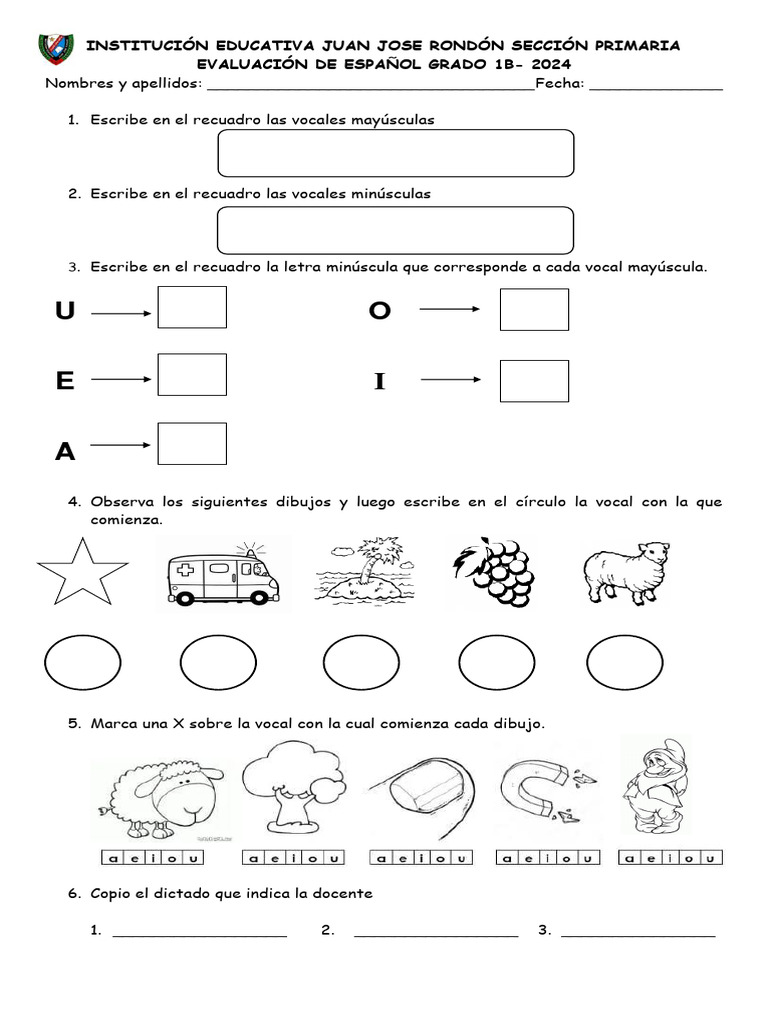Evaluacion de Español 1B | PDF | Artes del Lenguaje y Comunicación