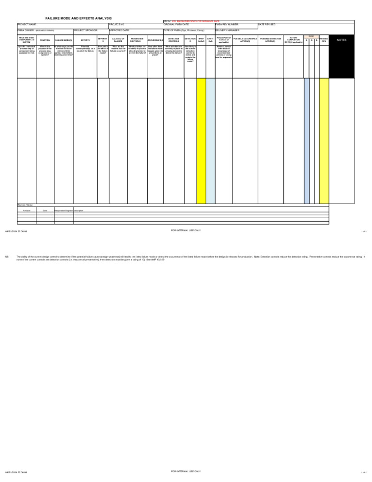 Blank FMEA ASQ Template | PDF | Systems Engineering | Safety