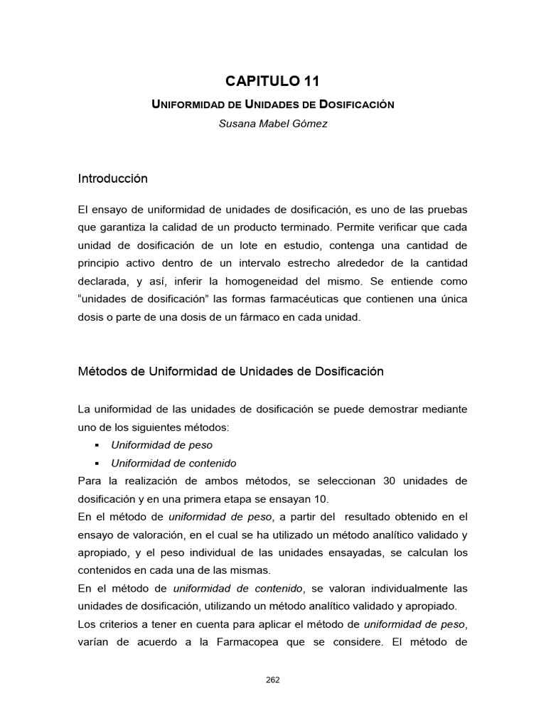 Métodos de Uniformidad en Dosificación | PDF | Tableta (Farmacia ...