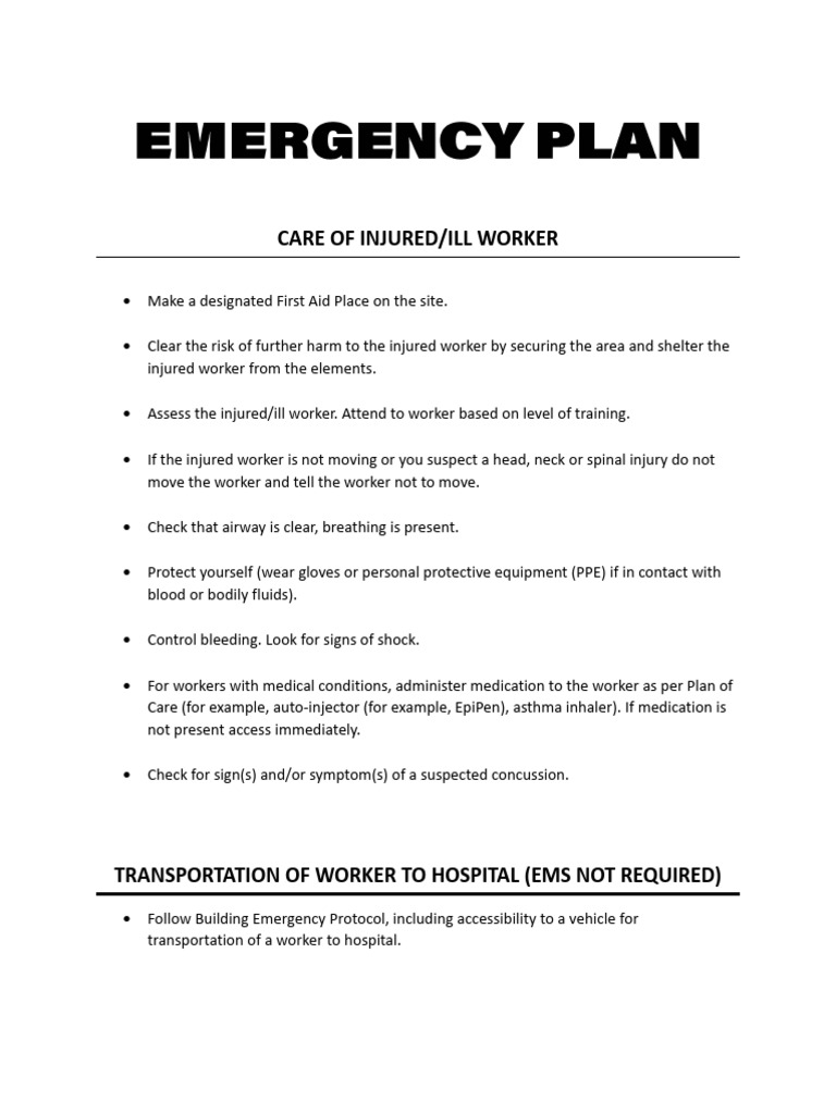 Emergency Plan | PDF | First Aid | Emergency Medical Services