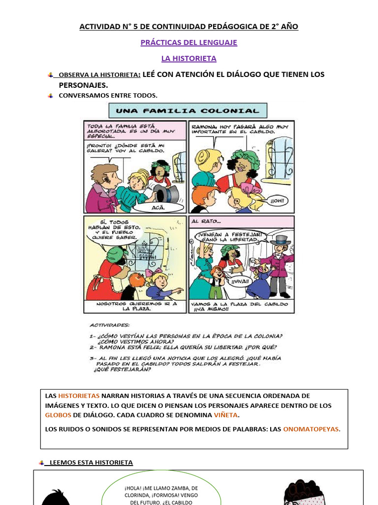 Actividad 5, 2° Continuidad Pedagogica 2021 | PDF | Cómics