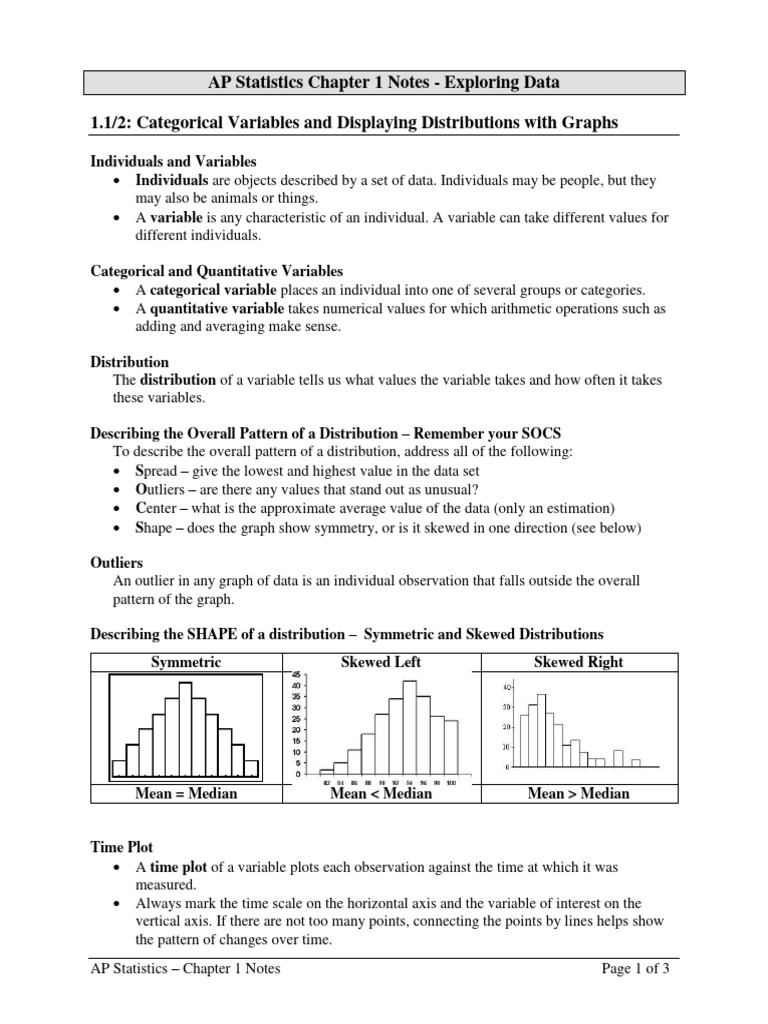 AP Stats Chapter 1: Exploring Data | PDF | Quartile | Statistical Theory