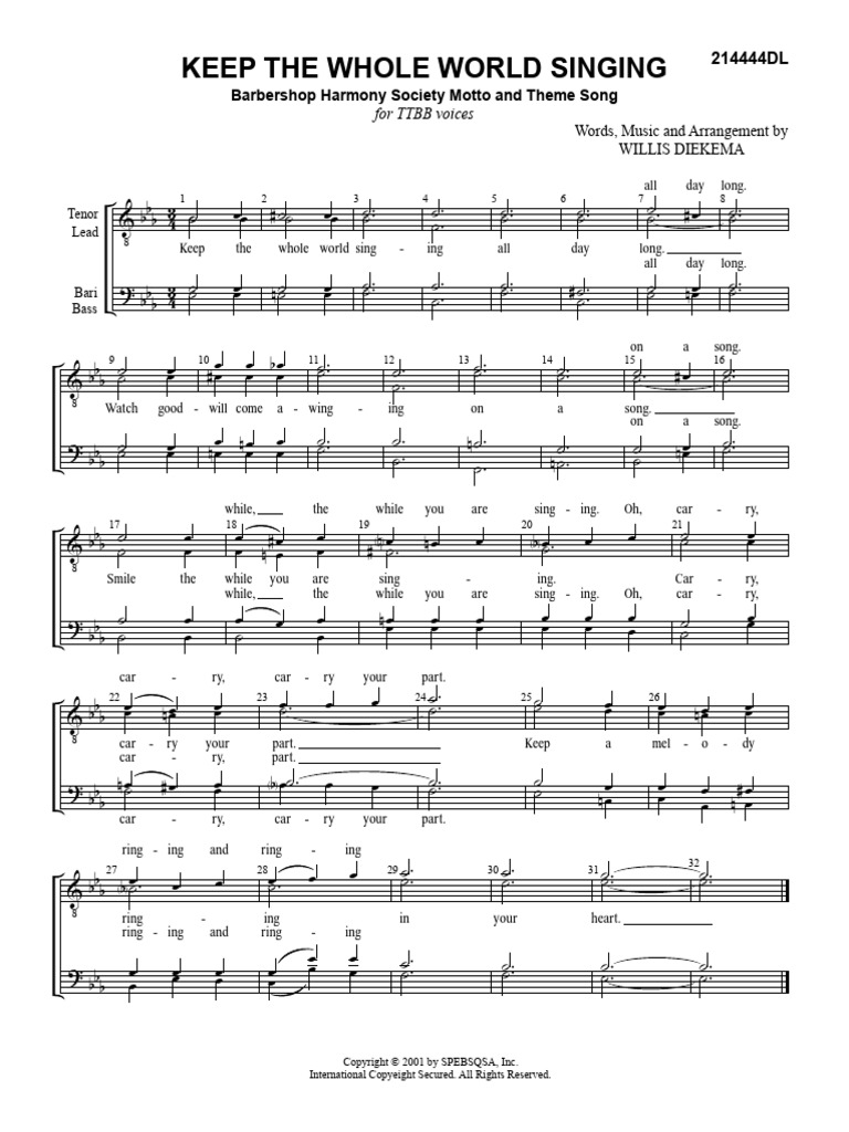 Keep the Whole World Singing TTBB | PDF | Musical Techniques | Music Theory