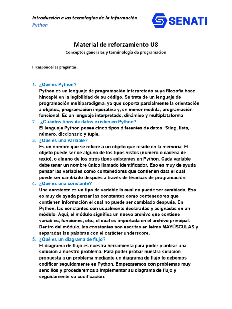 Introducción a Python y Programación Básica | PDF | Python (lenguaje de ...
