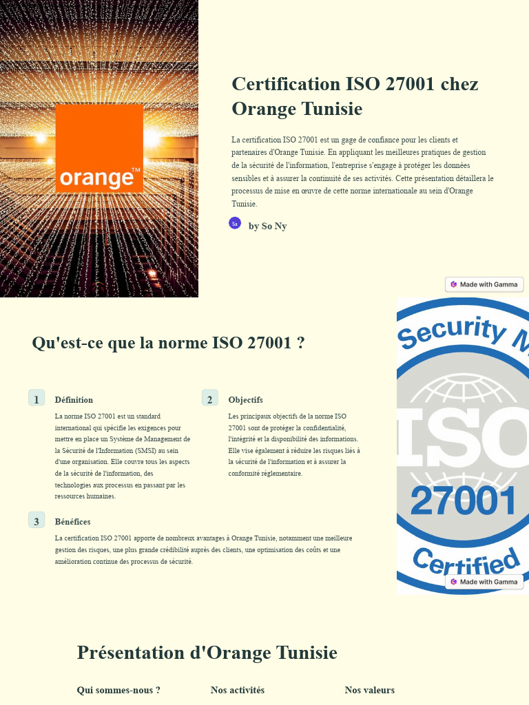 Certification ISO 27001 chez Orange Tunisie | PDF | Sécurité des ...