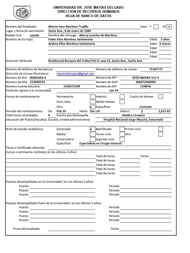 Hoja de Banco de Datos | PDF