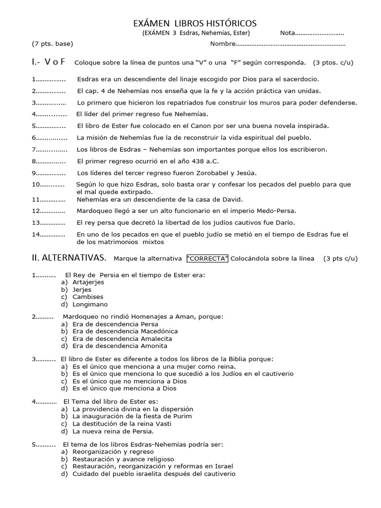 Examen 3 LH | PDF | Ezra | Esther