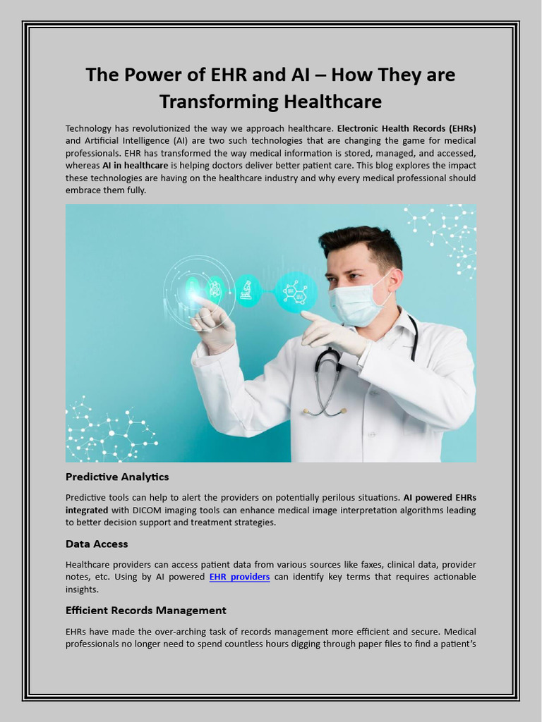 The Power of EHR and AI – How They Are Transforming Healthcare | PDF | Electronic Health Record ...