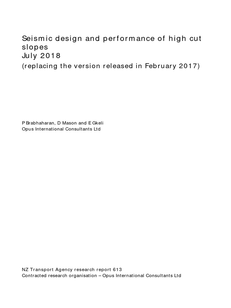 613 Seismic Design and Performance of High Cut Slopes Revised | PDF ...
