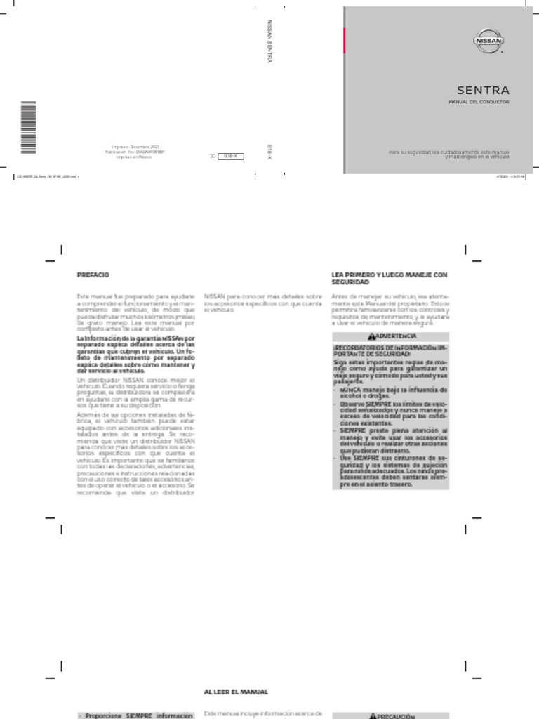 Manual Sentra | PDF | Cinturón de seguridad | Airbag