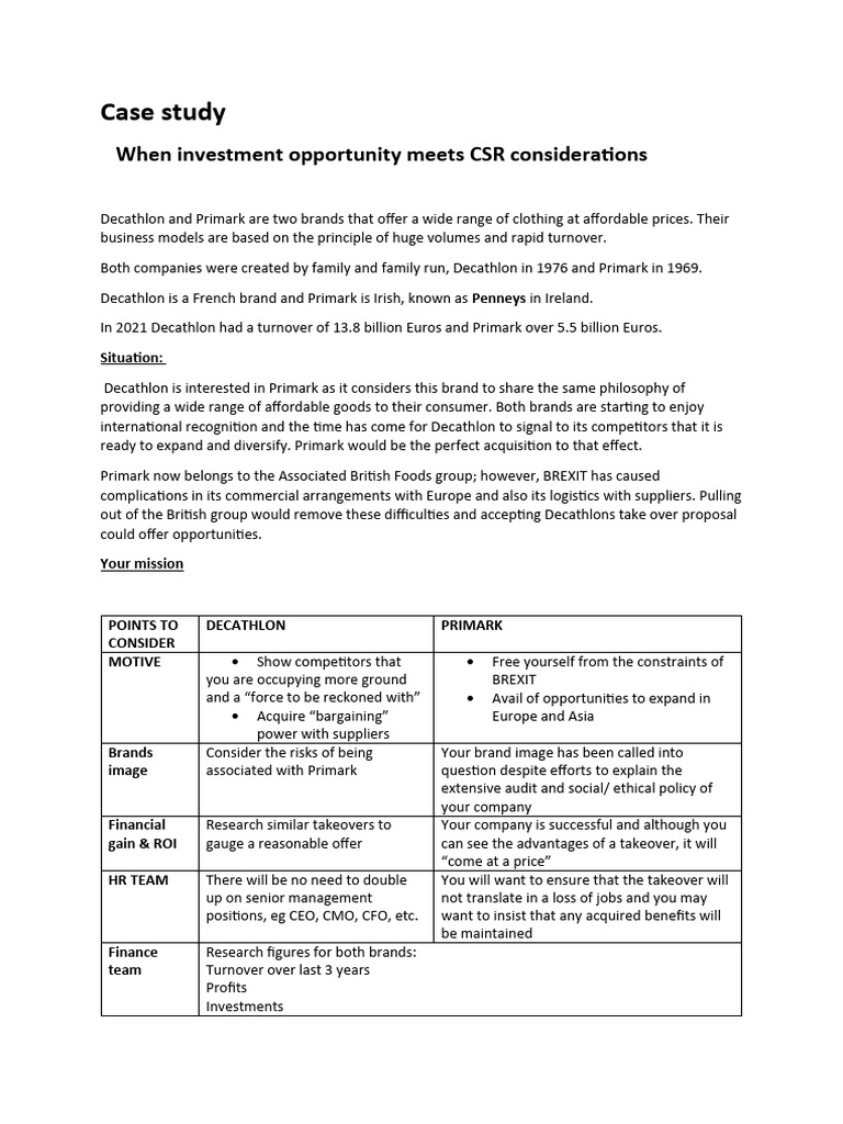 Case study on CSR | PDF | Corporate Social Responsibility | Brand