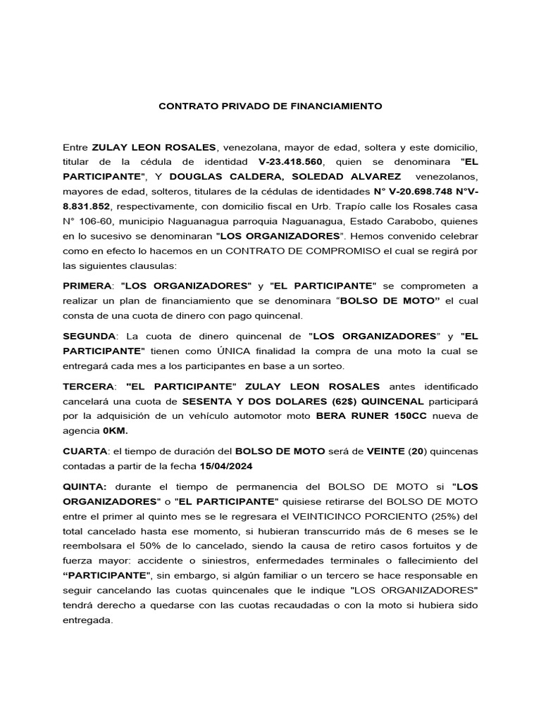 Contrato de Financiamiento | PDF | Estado de los Estados Unidos | Venezuela