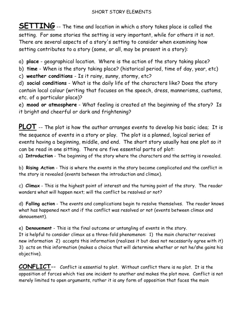 Short Story Elements | PDF