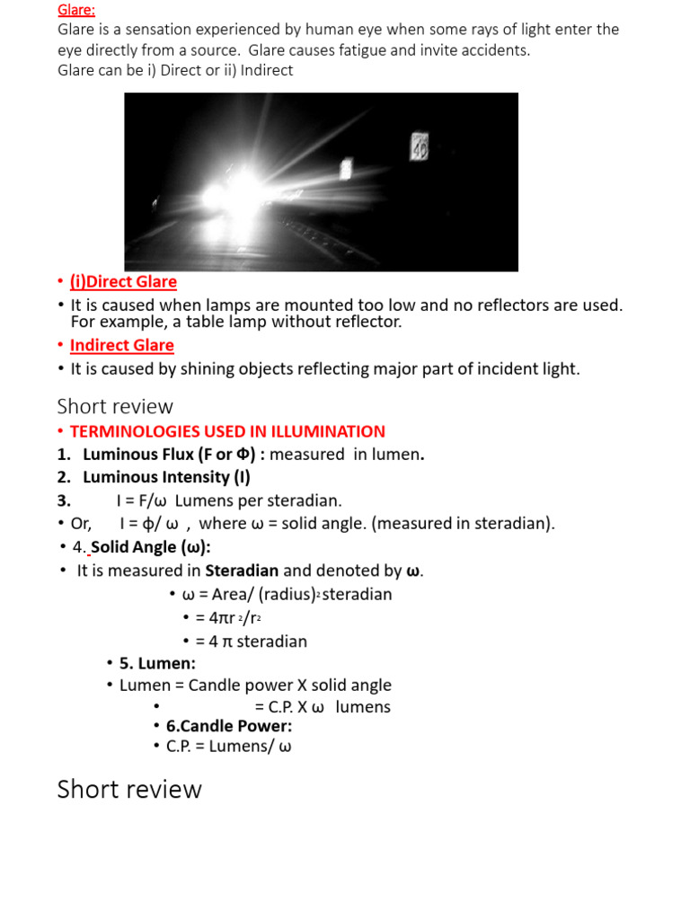 Unit 2 Part 3 Terminology of Illumination | PDF | Lighting | Metrology