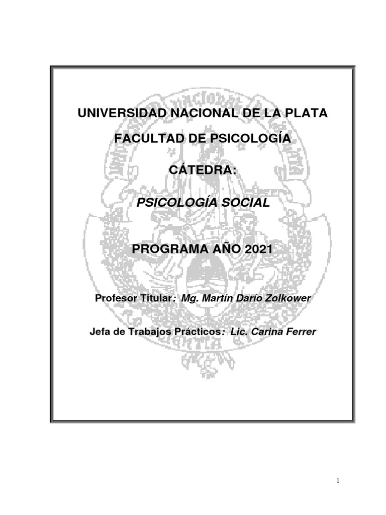 Programa 2021 | PDF | Sicología | Psicología Social