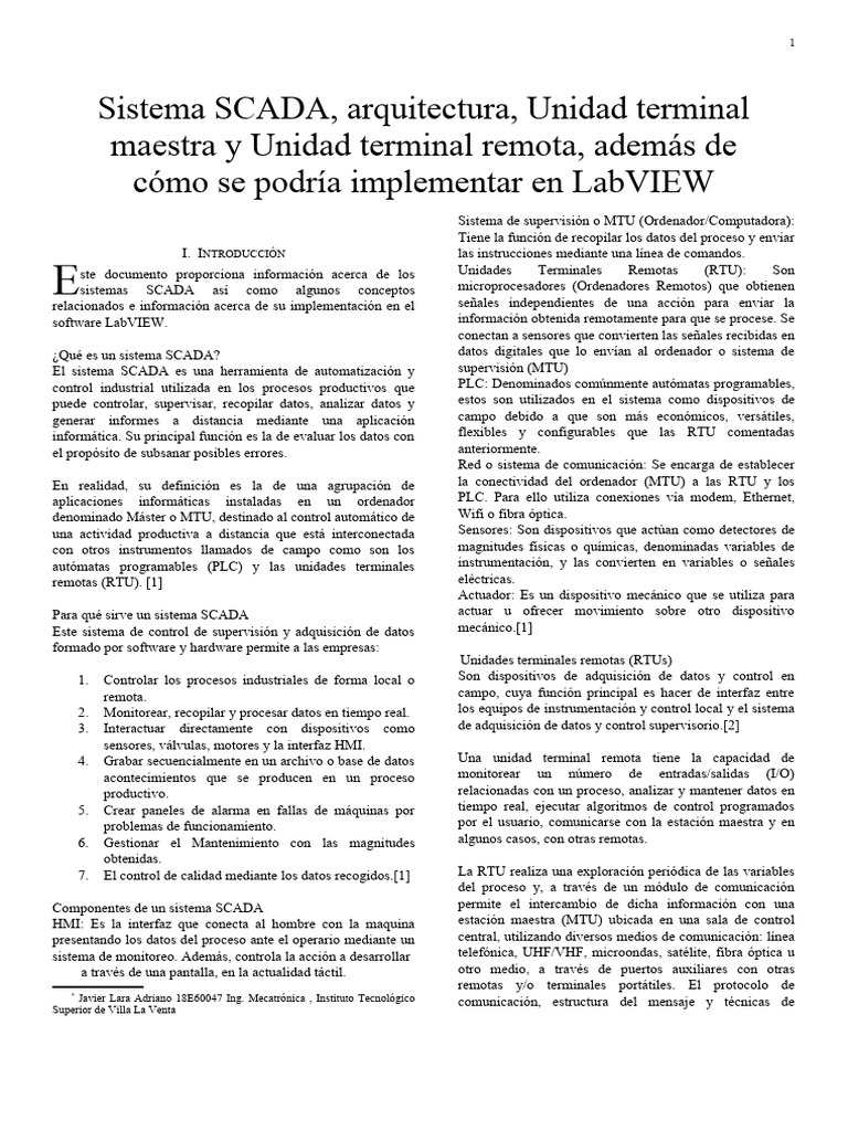 Implementación SCADA en LabVIEW | PDF | Scada | Ingenieria Eléctrica