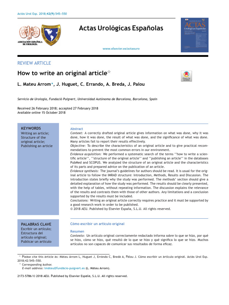 Guide to Writing Original Articles | PDF | Statistics | Data