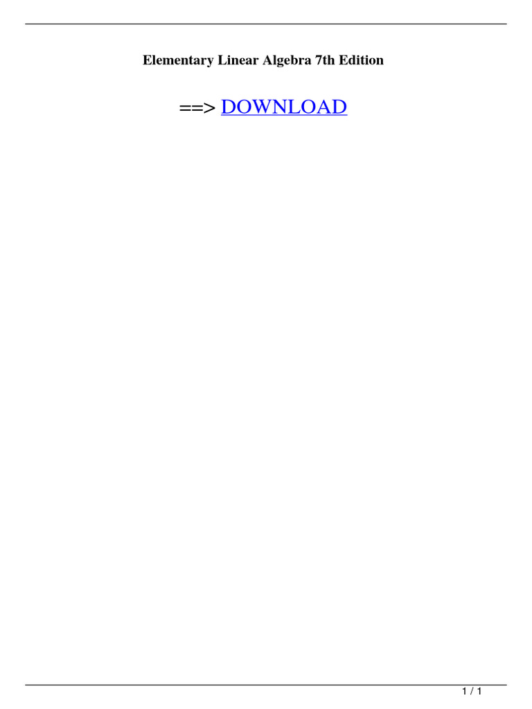 Download Elementary Linear Algebra 7th Edition | PDF