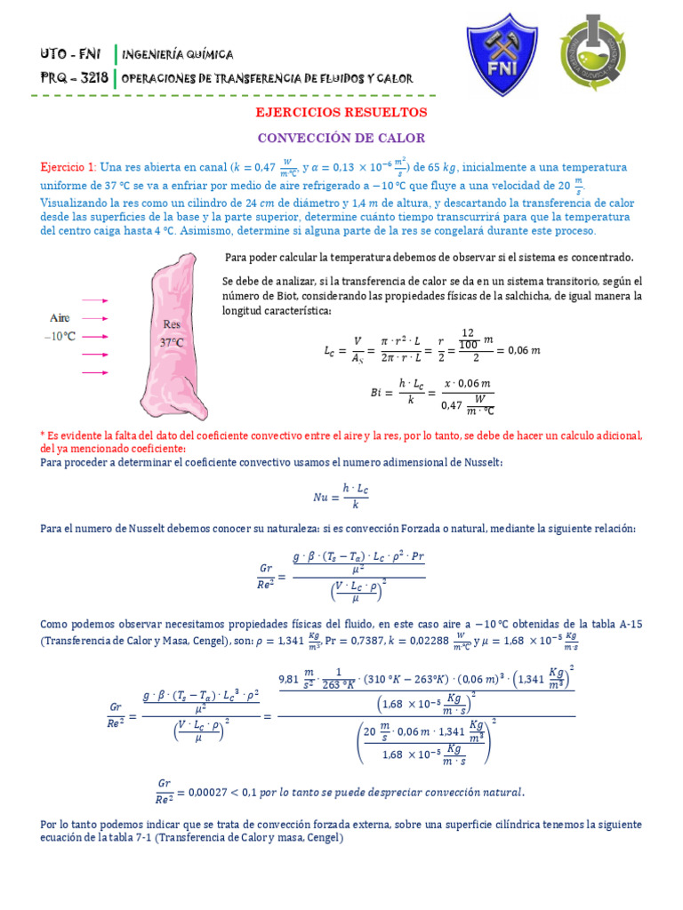 Convección de Calor: Ejercicios Resueltos | PDF | Convección | Transferencia de calor