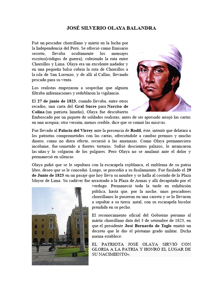 José Silverio Olaya Balandra | PDF | Perú | América del Sur