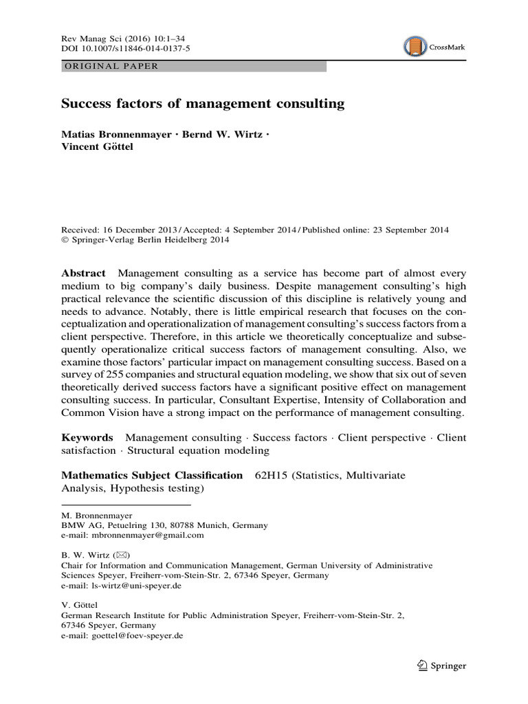Success Factors of Management Consulting | PDF | Consultant | Survey Methodology