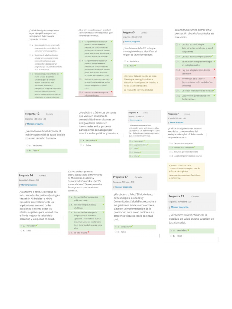 Ops Curso Virtual Sobre Promoción de La Salud (Respuestas) | PDF