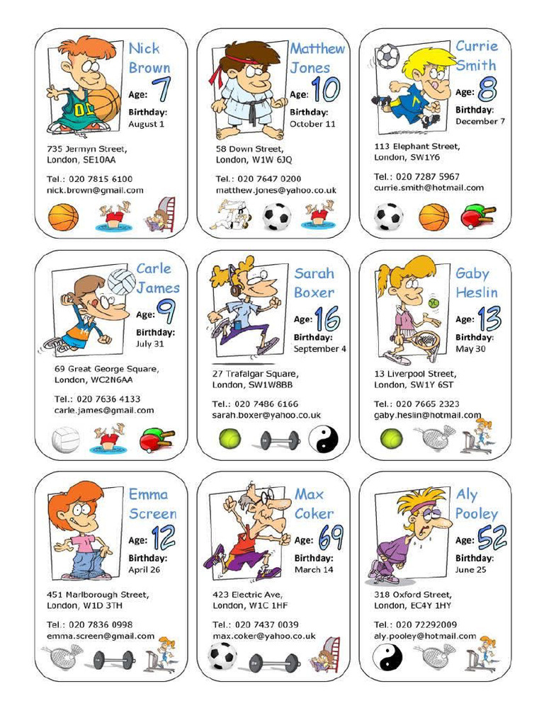 Personal Information Flashcards | PDF