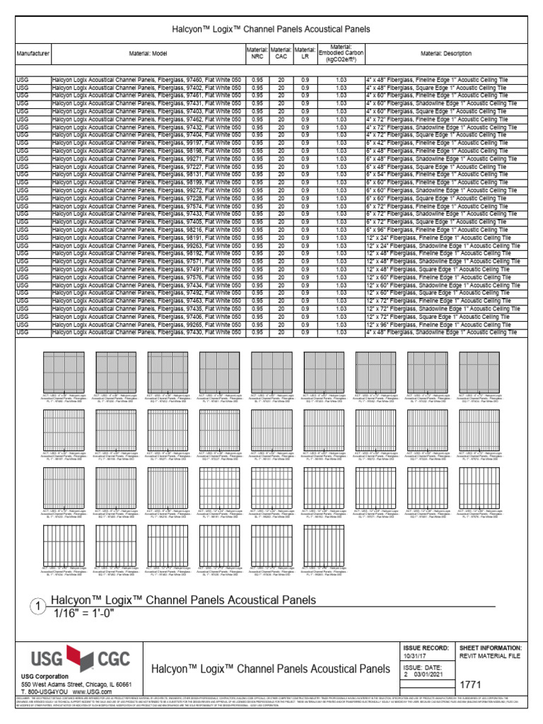Materials USG Halcyon Logix Acoustical - Panels Channel - Panels | PDF