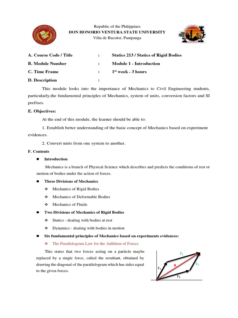 Module 1 - INTRODUCTION | PDF | Force | Kilogram Module 1 - INTRODUCTION | PDF | Force | Kilogram