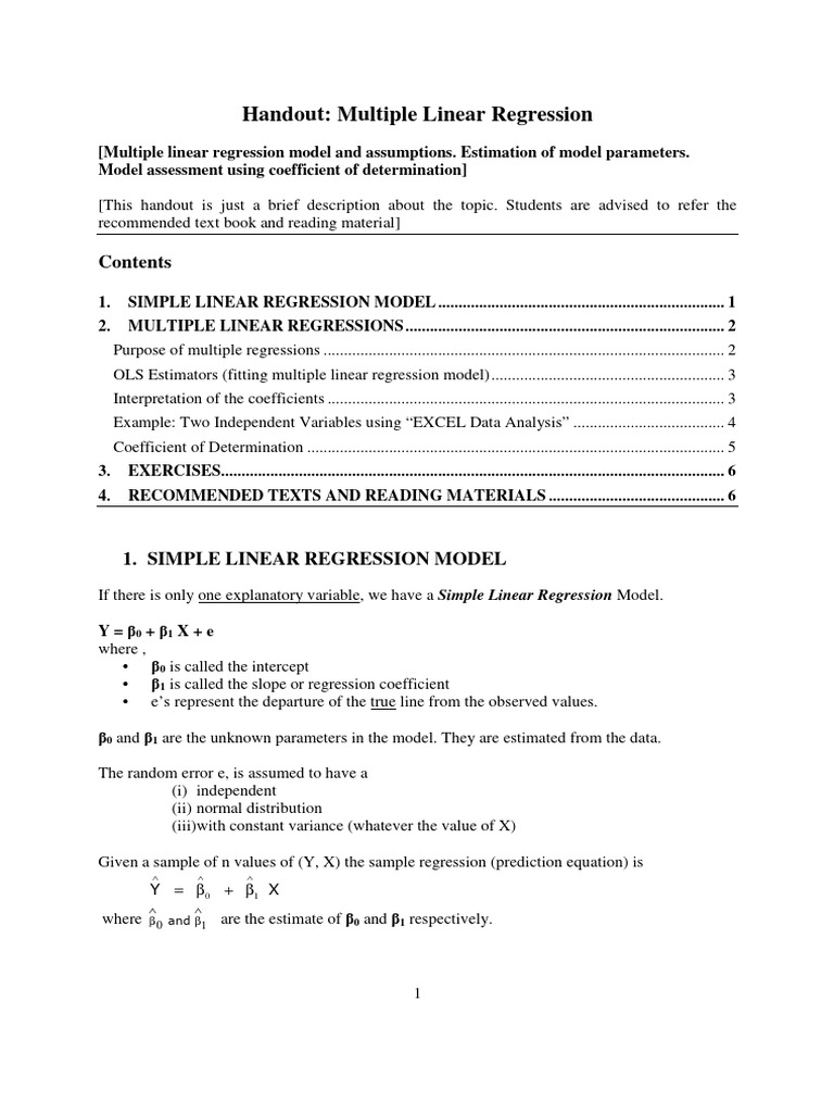 Chapter 3 Multiple Linear Regression - We Use This One | PDF | Linear Regression | Regression ...