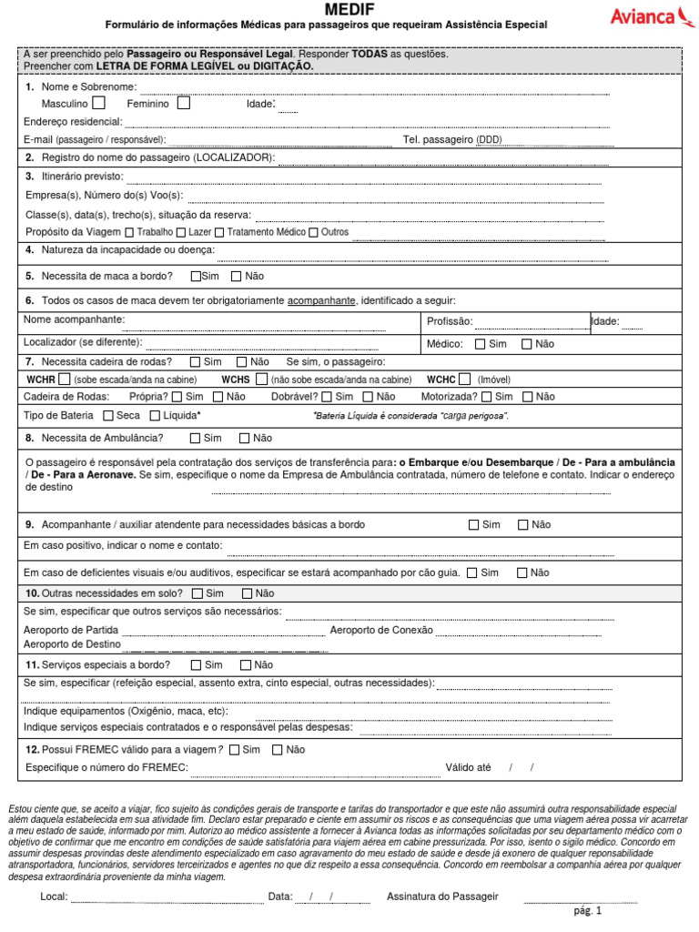 Formulario-Medif Avianca | PDF | Aeroporto | Gravidez