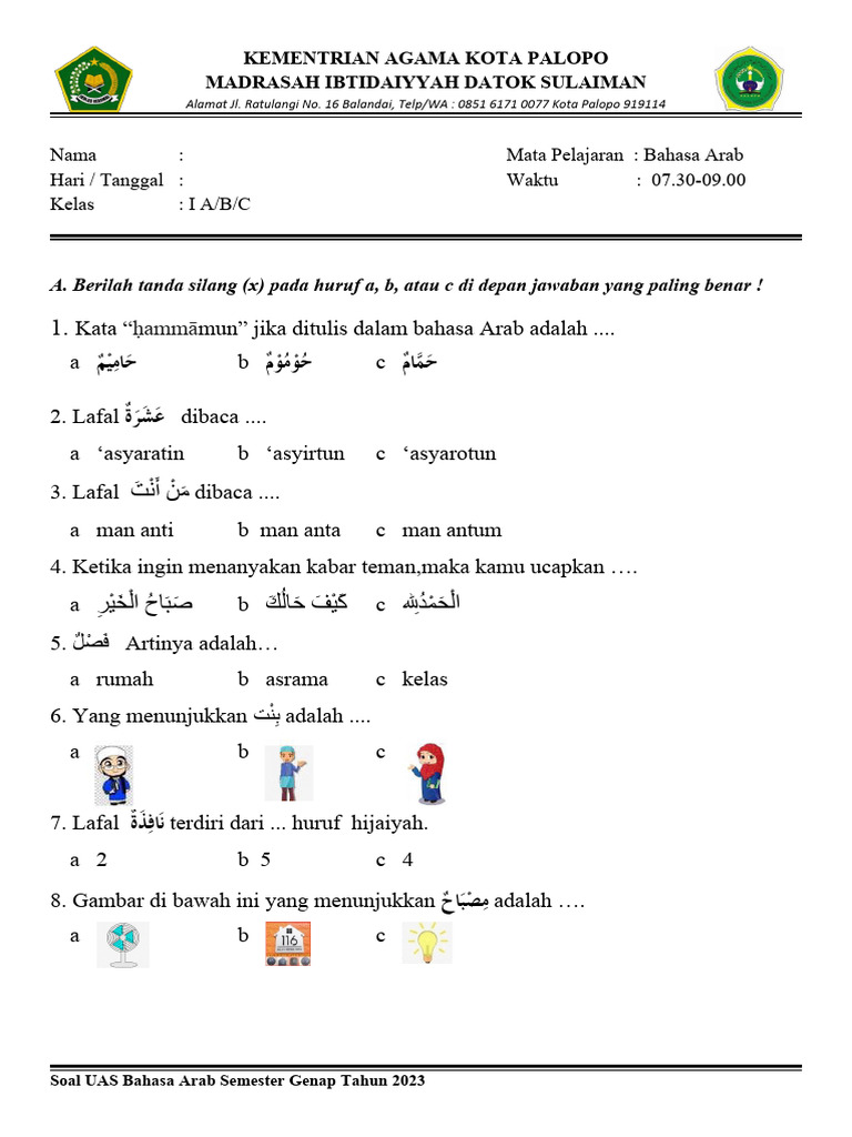 Uas Bar KLS 1 Genap | PDF