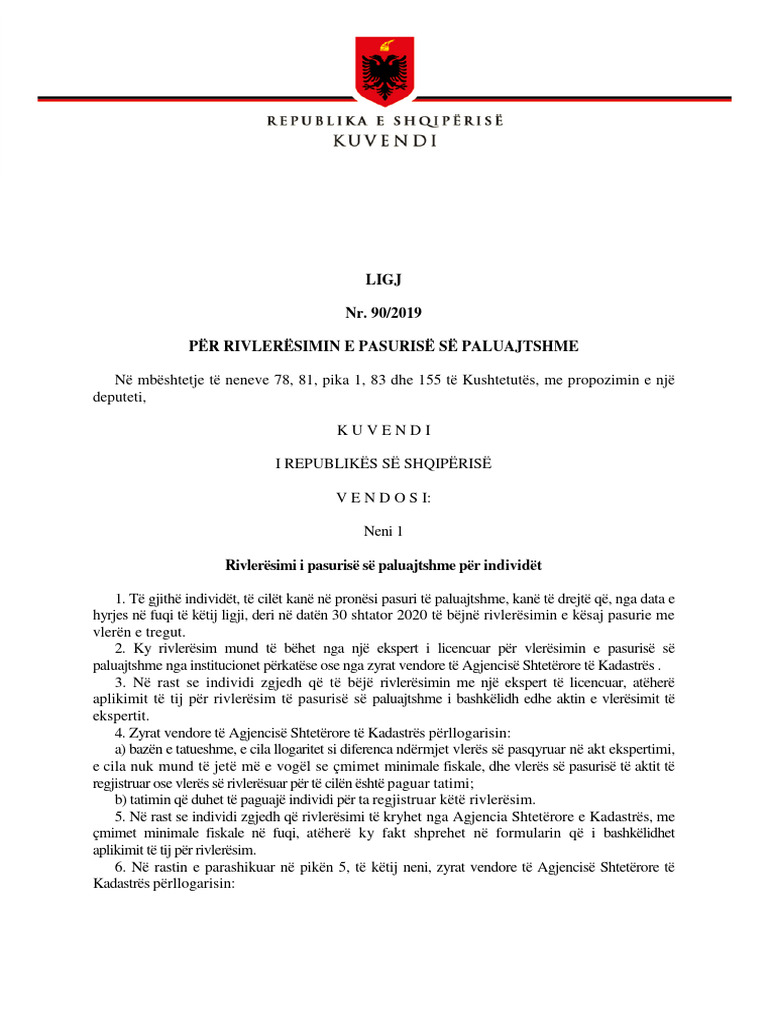 2019 - 90 - Per Rivleresimin e Pasurive Te Paluajtshme | PDF