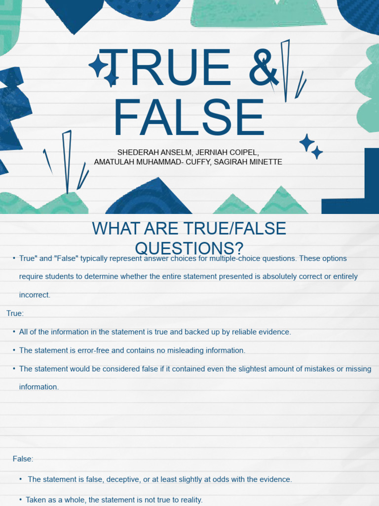 True/False Question Guidelines & Scoring | PDF | Accuracy And Precision | Multiple Choice