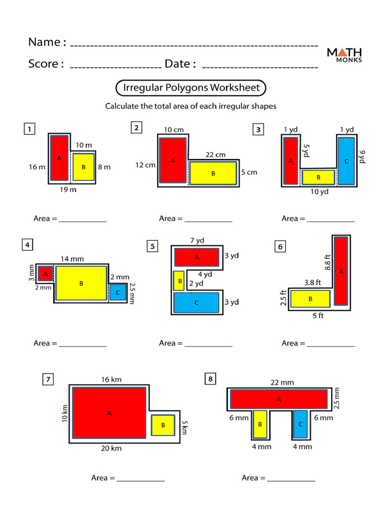 Area of Irregular Polygon Worksheet | PDF