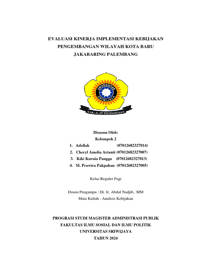 Evaluasi Kebijakan Pengembangan Jakabaring | PDF