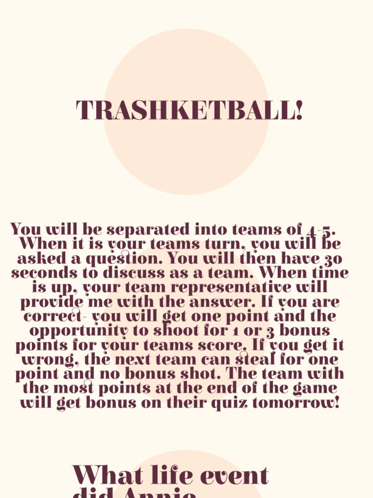 Next Person Trashketball Questions | PDF | Sports & Recreation ...
