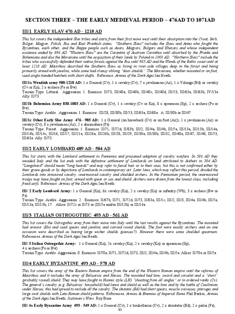 Early Medieval Army Lists Overview | PDF | Cavalry | Al Andalus