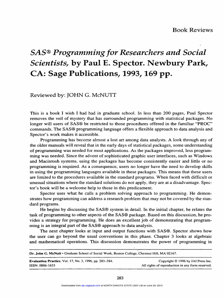 Mcnutt 1996 | PDF | Sas (Software) | Computer Programming