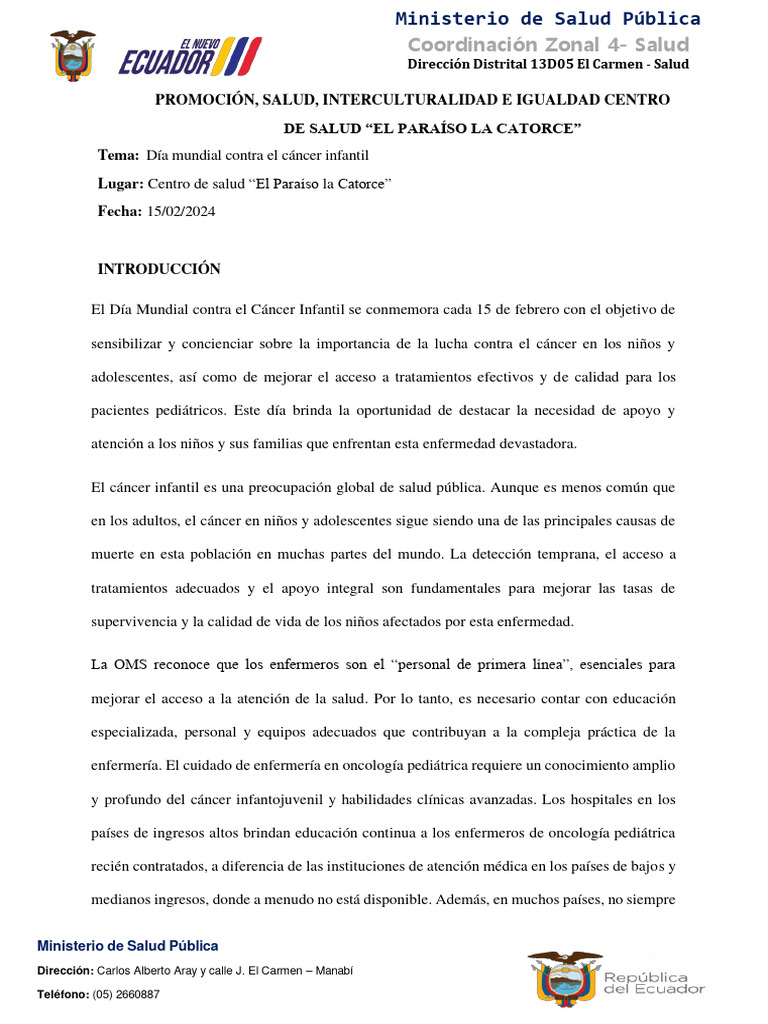 Día Mundial contra el Cáncer Infantil 2024 | PDF | Cáncer | Oncología